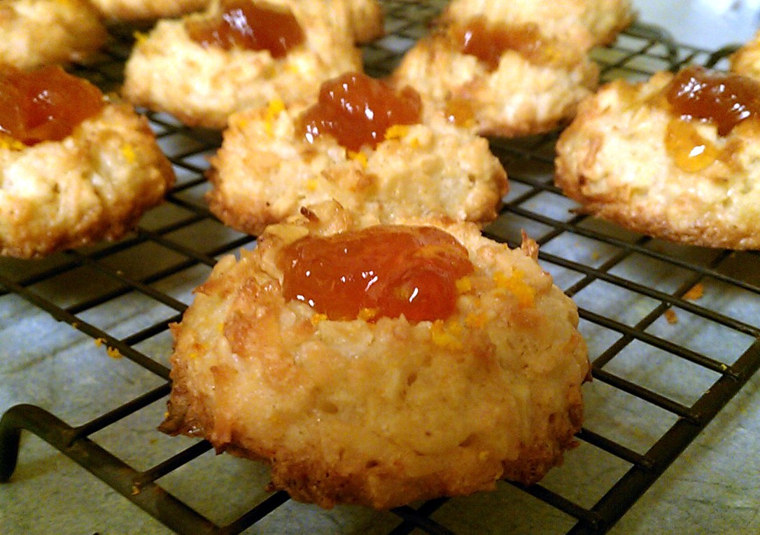 Kissing the Cook: Coconut-Almond Macaroons with Apricot Topping