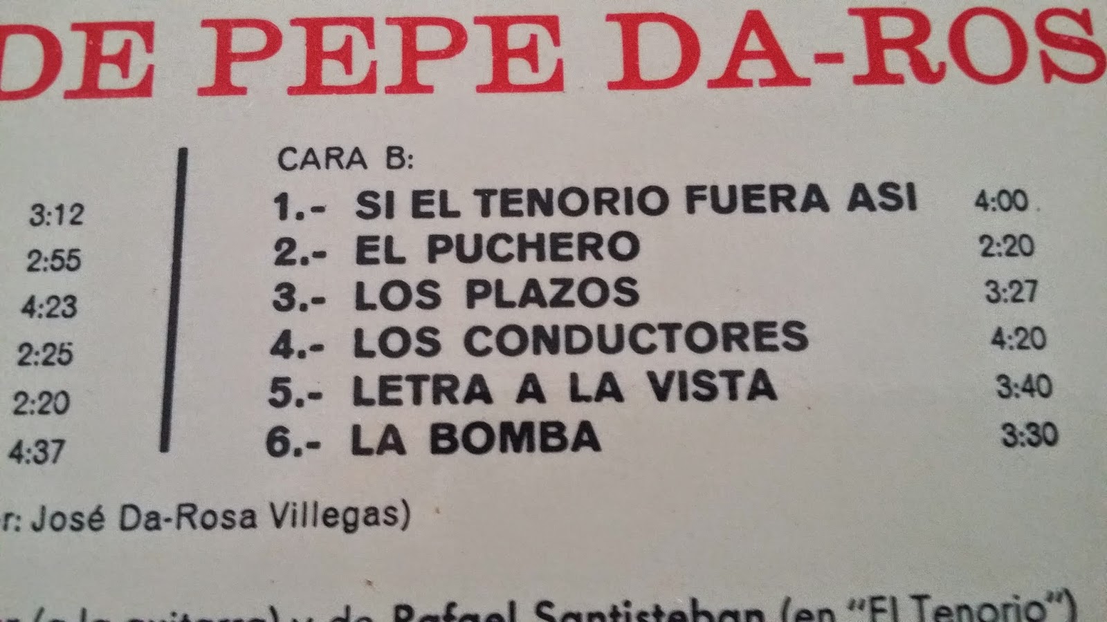 LOS MIL Y UN VINILOS: PEPE DA- ROSA LAS COSAS DE PEPE DA - ROSA 1.