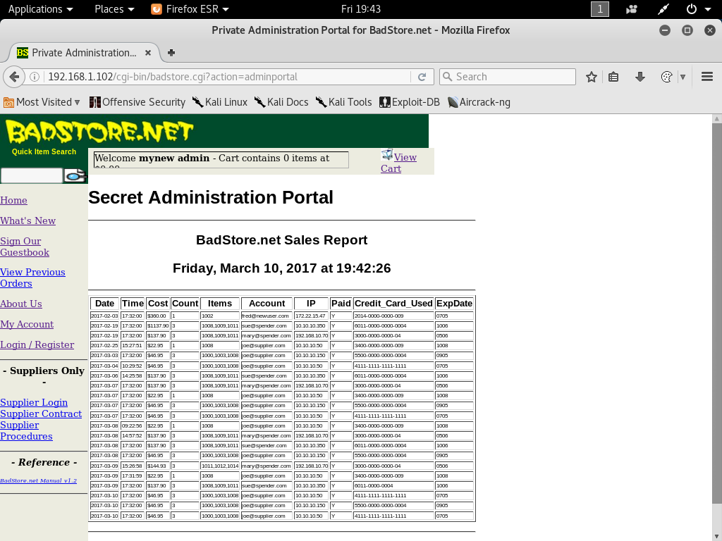 Badstore Vulnerabilities