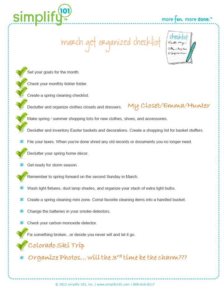 Food, Laughter and Happily Ever After: Recap of the March Checklist... Fail