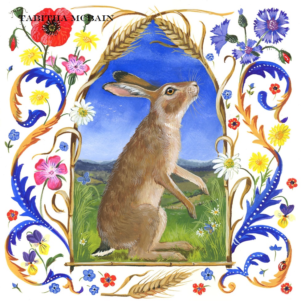 Tabitha McBain: 2 new Hare medieval bestiary illuminated paintings