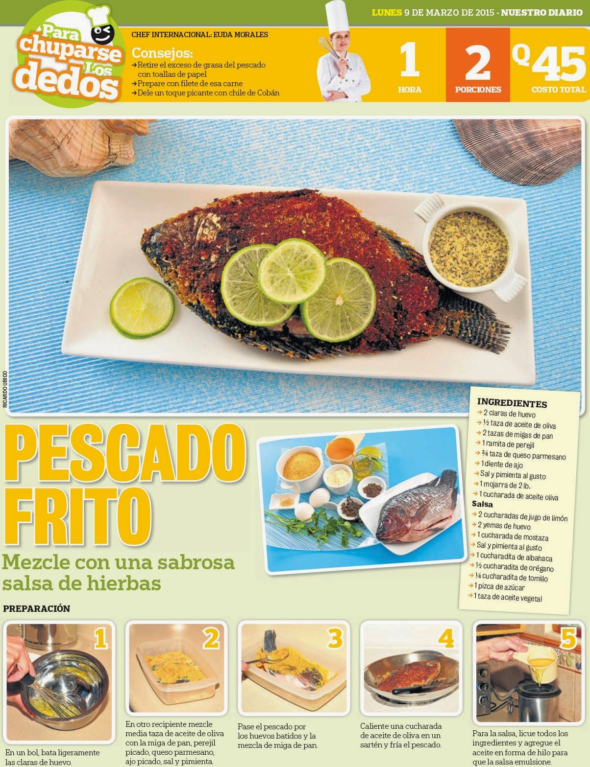 Cocinas y Recetas: Pescado frito con salsa de hierbas