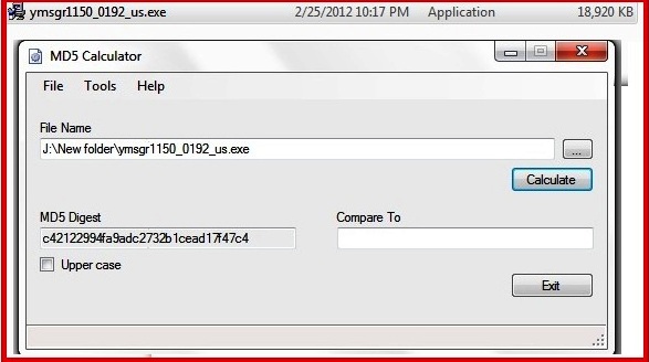 Verify the Integrity of the Software using MD5 HASH
