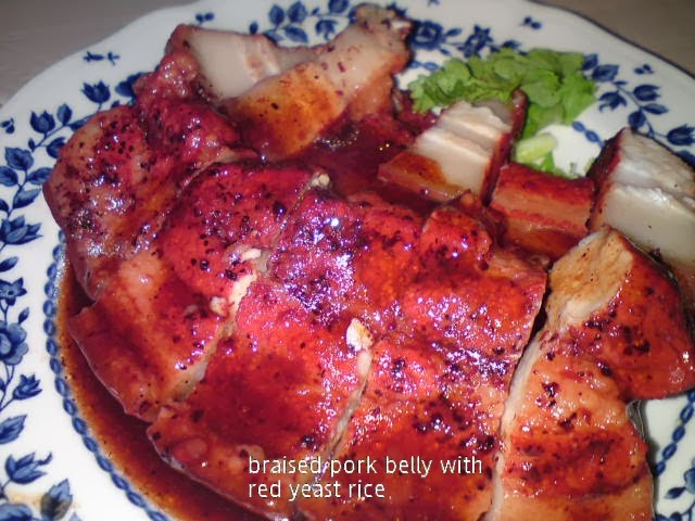 Cooking Pleasure: Braised Pork Belly With Red Yeast Rice