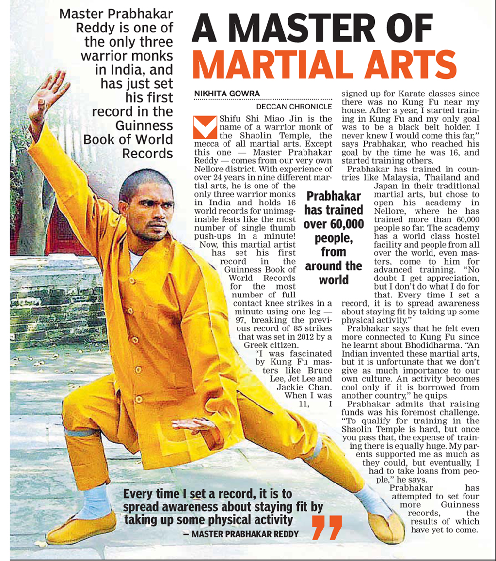 Prabhakar Reddy Master of Martial Arts Nellore Kung-fu Indian Shaolin ...
