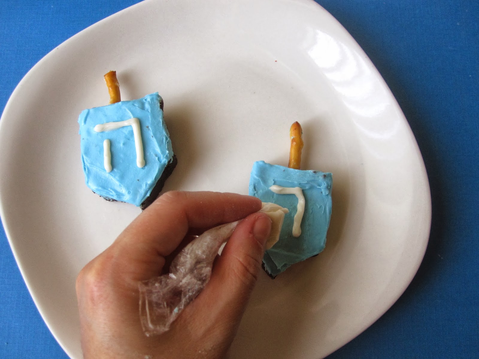 Frosted Brownie Hanukkah Dreidels - The Lindsay Ann