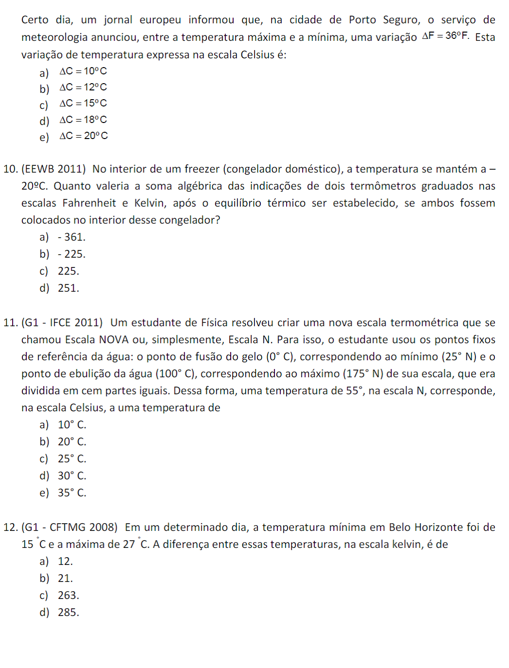 Escalas termométricas exercícios resolvidos com cálculos