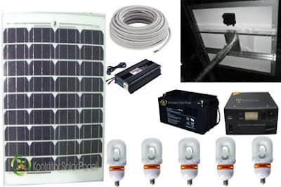 Paket lengkap panel surya / PLTS SHS 50 WP untuk rumah hemat dan murah ...