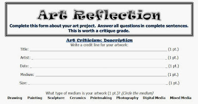 Art Room 104: Upper Level: Personal Art Criticism Worksheet