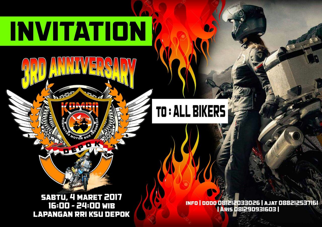 INVITATION 3RD ANNIVERSARY KOMBO DEPOK | Komunitas Motor Box Purwakarta