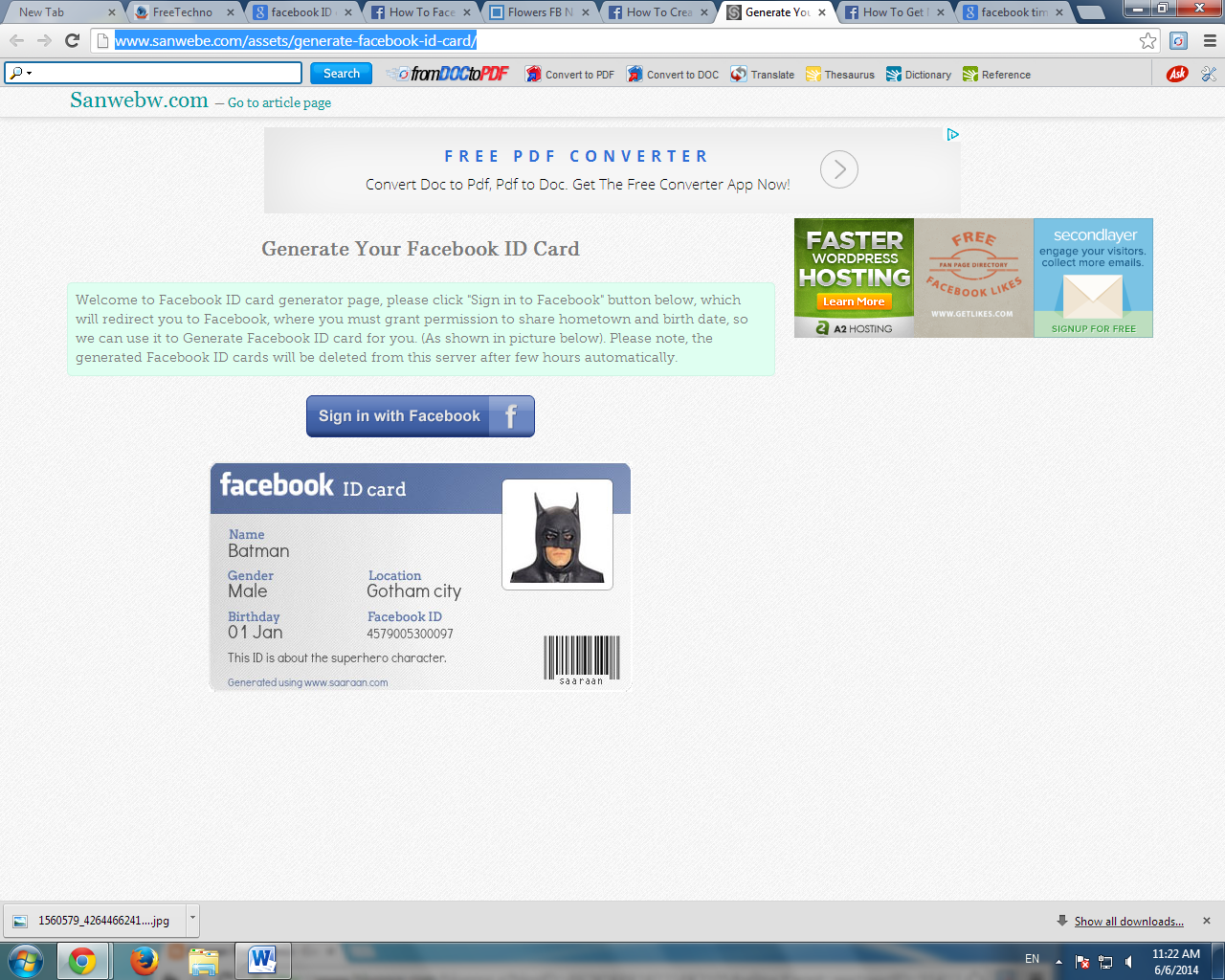 How to create a Facebook Identy card by application ~ FreeTechno