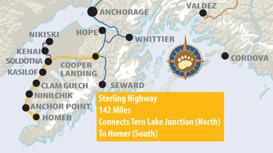 Maps of Alaska Roads By Bearfoot Guides: Map of The Sterling Highway ...