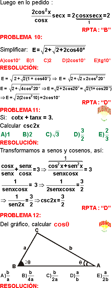 IDENTIDADES DEL ANGULO DOBLE EJERCICIOS RESUELTOS DE TRIGONOMETRIA PDF