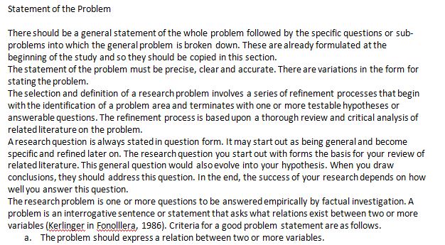 Research makes our lives colorful: Statement of the Problem