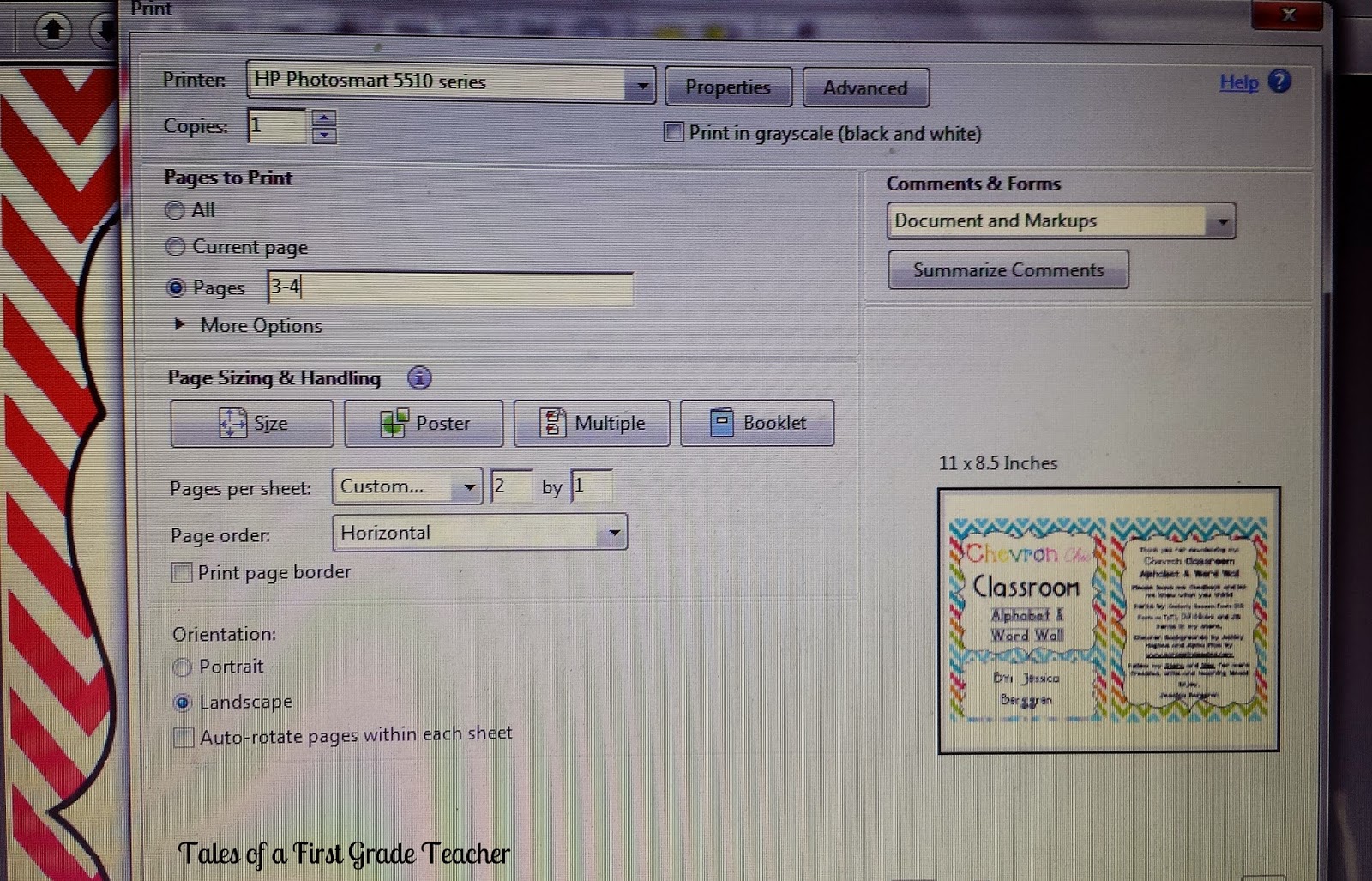 Tales-of-a-First-Grade-Teacher: Tutorial-Printing 2 pages to 1