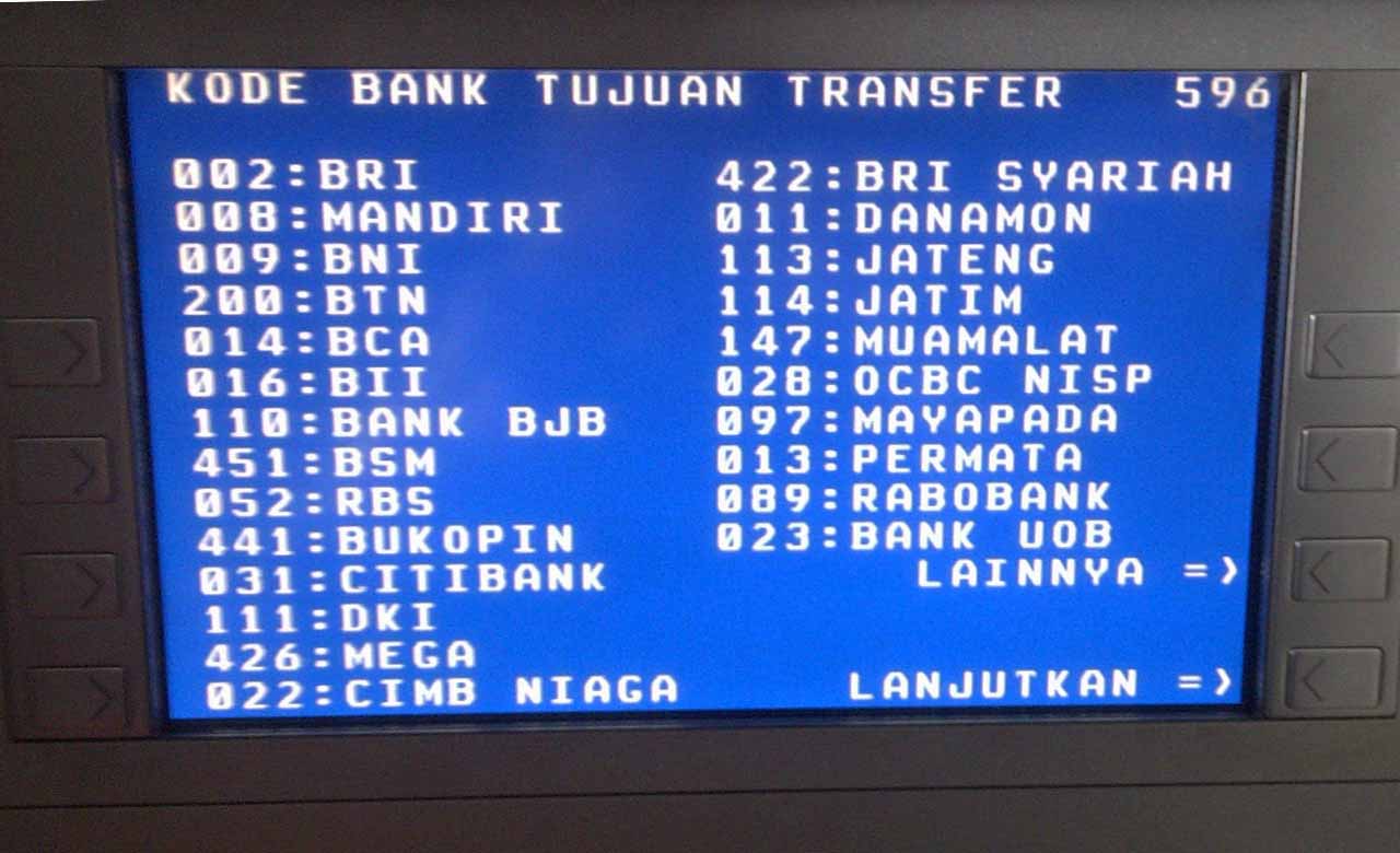 Kode Bank BCA Untuk Transfer Lewat ATM