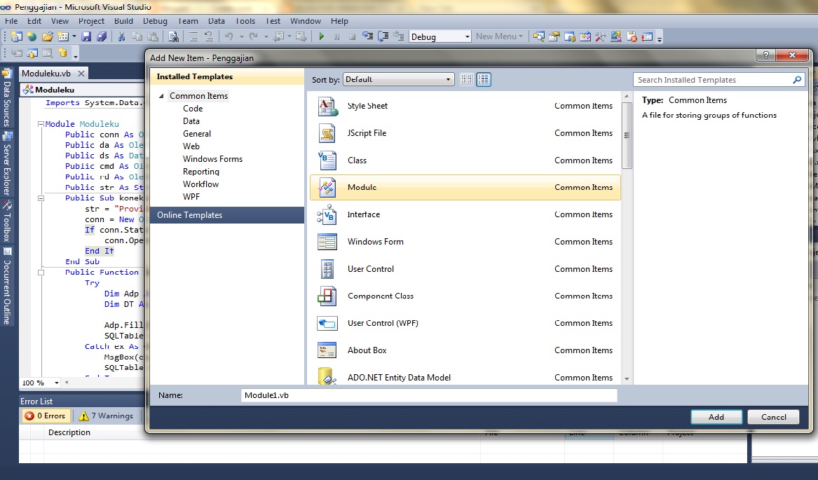 KONEKSI DATABASE ACCESS DENGAN VB.NET 2010 ~ AmanahFitri