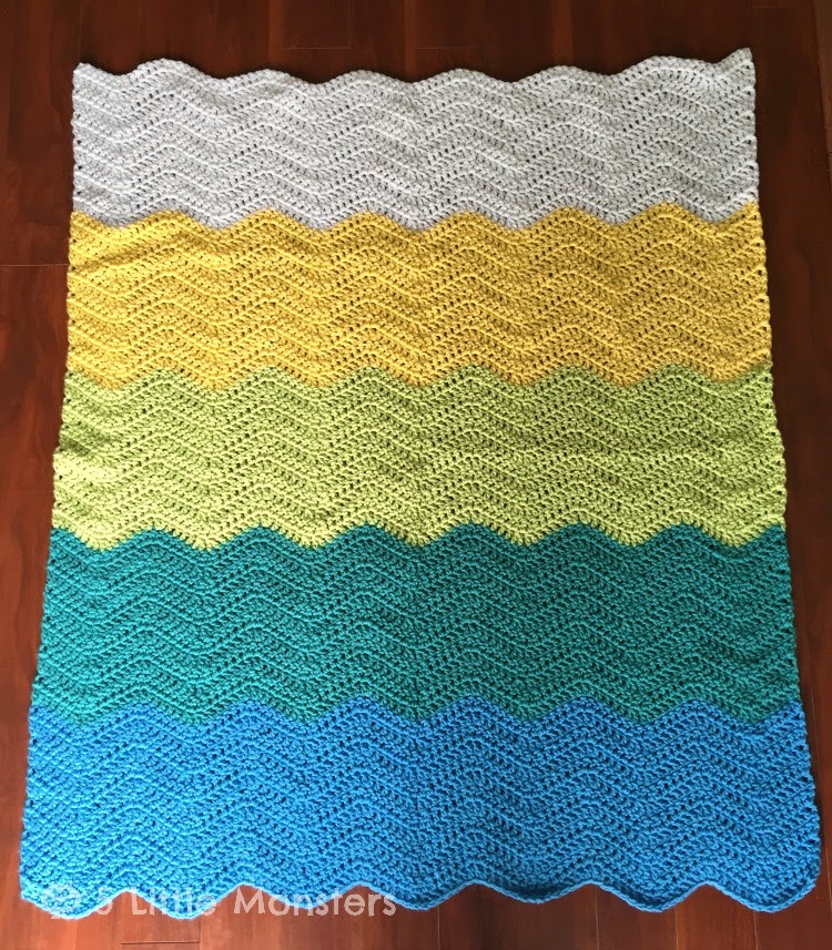 5 Little Monsters: Colorblock Crocheted Ripple Baby Blanket