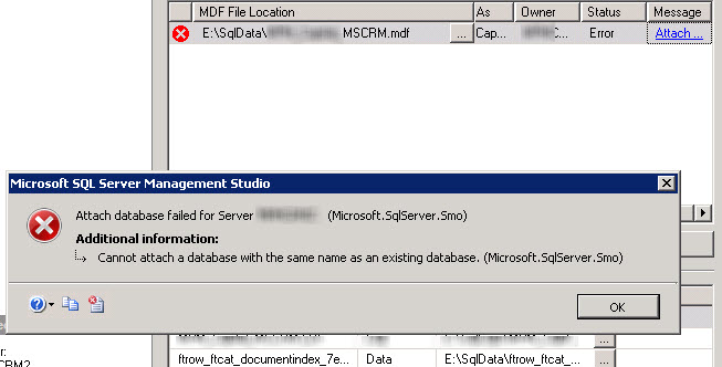 Practical Dynamics Crm Crm 2011 Cannot Attach A Database With Same Name