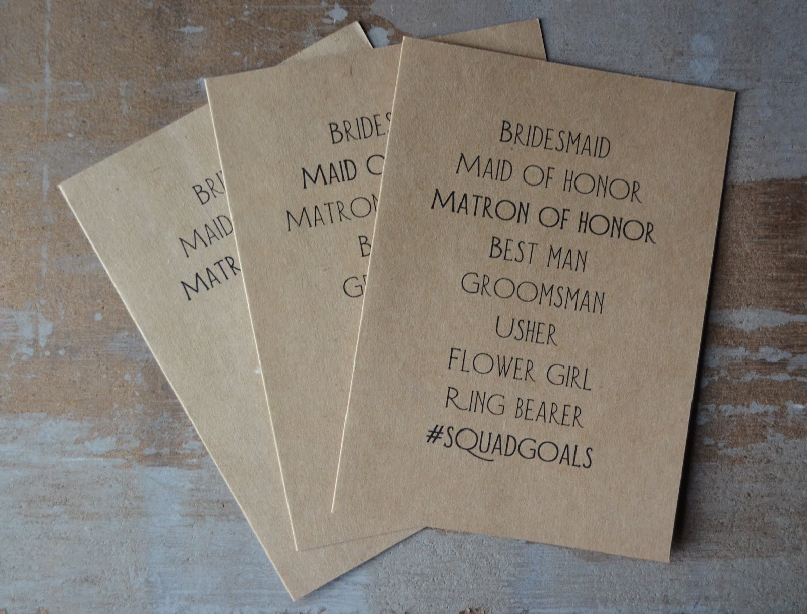 This and That Creations: Wedding Party Cards ~ #SQUADGOALS