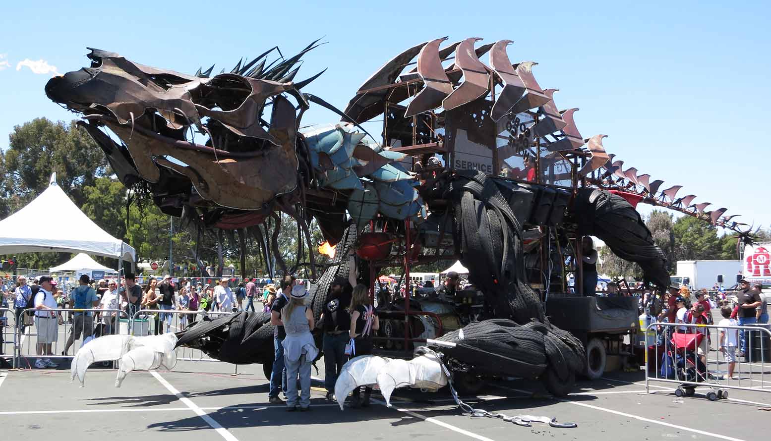 Scrap Metal Fire-snorting Dragon at Maker Faire - Lloyd's Blog
