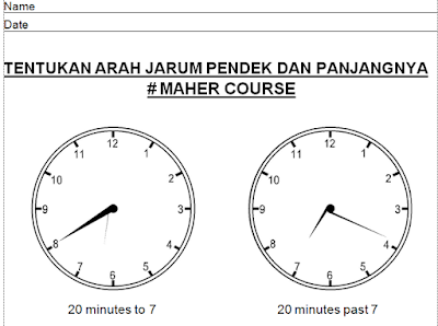 BELAJAR JAM UNTUK ANAK PAUD, TK, SD LEMBAR KERJA MENENTUKKAN ARAH JARUM ...