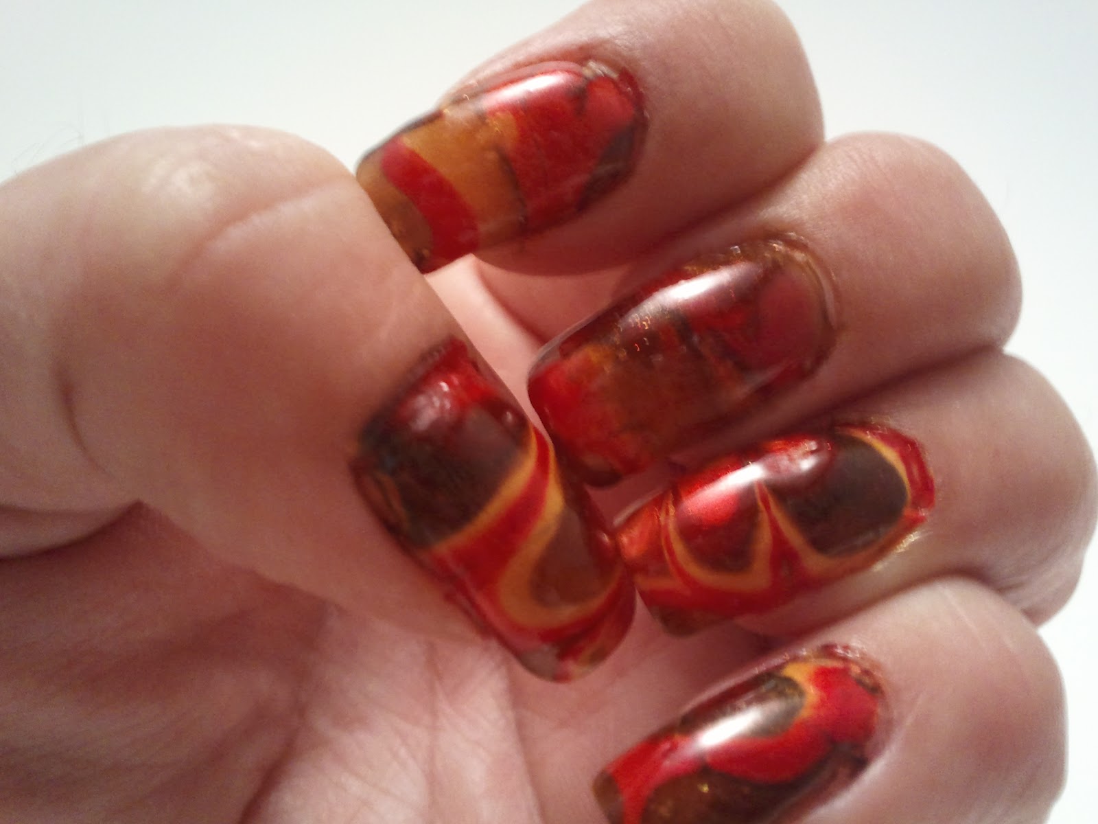 Glittery Fingers & Sparkling Toes: Fall Water Marble (& Tutorial)