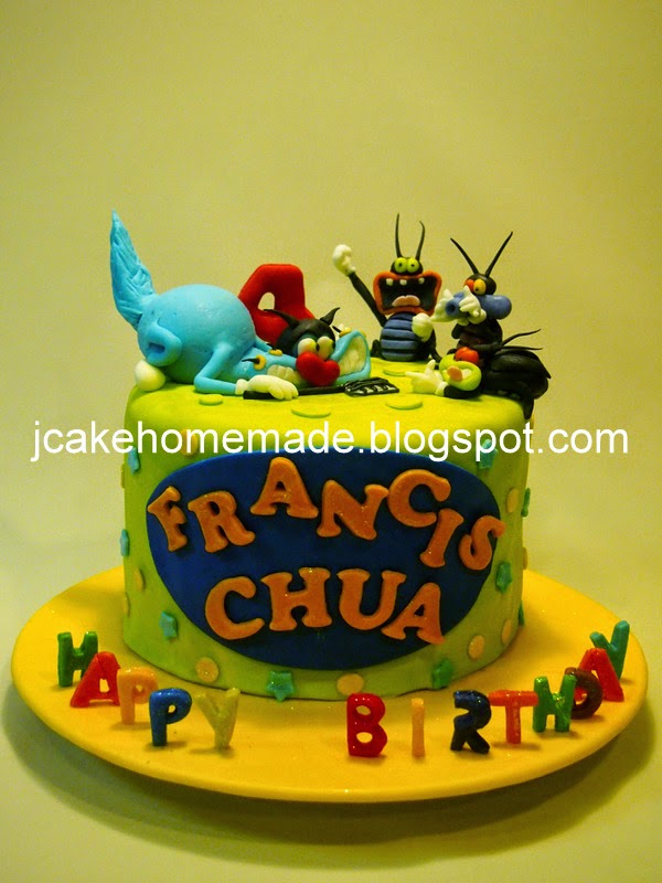 Jcakehomemade: Oggy and the Cockroaches birthday cake/ Oggy和蟑螂蛋糕