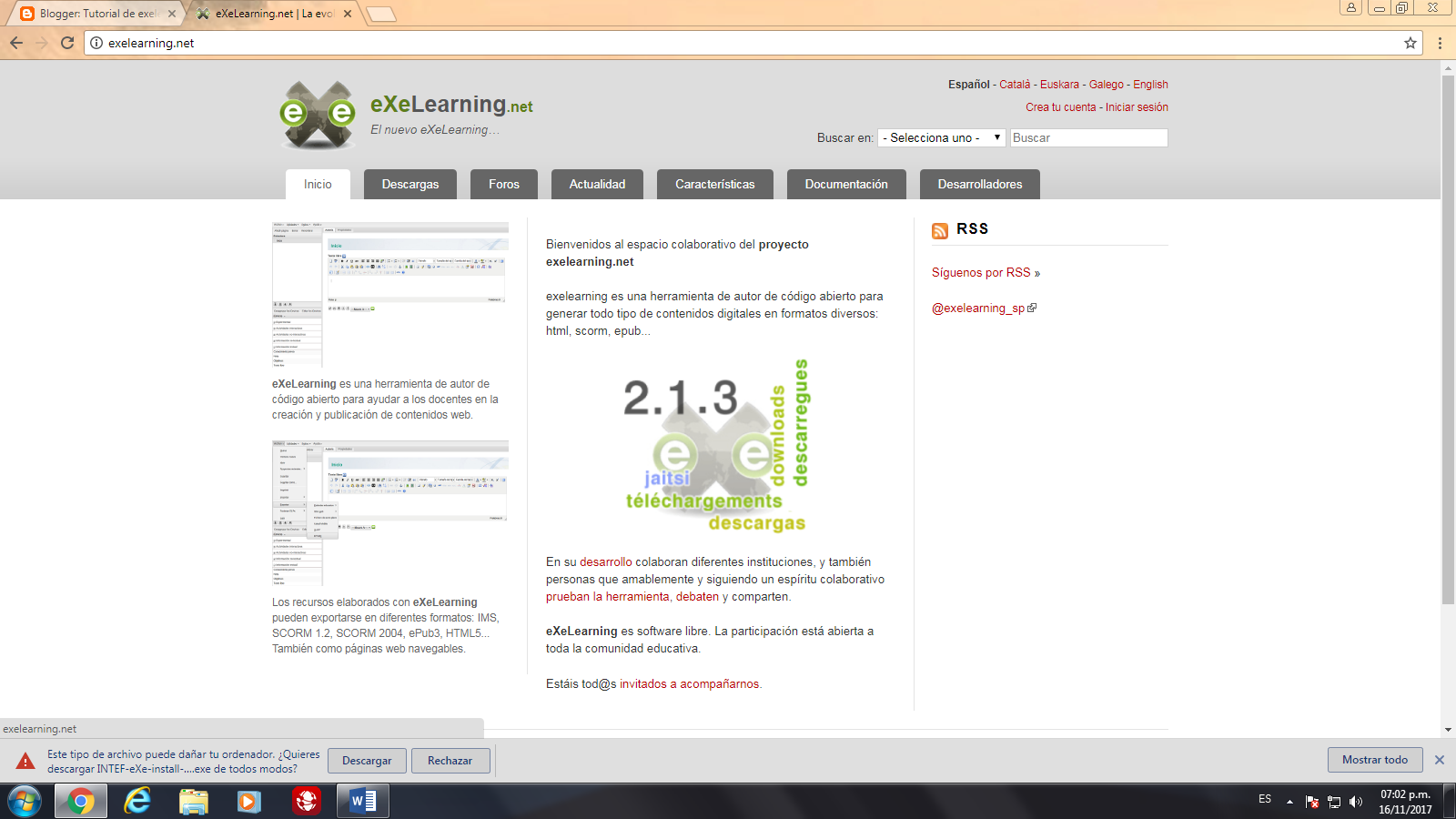 Tutorial exelearning: 2017