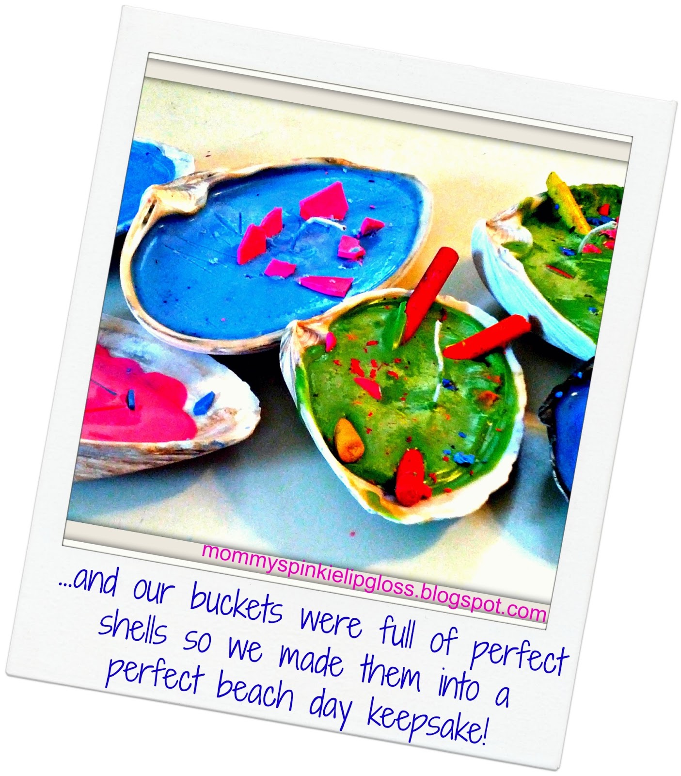 Mommys Pinkie Lipgloss: Crayons + Beach Shells = Perfect keepsake!