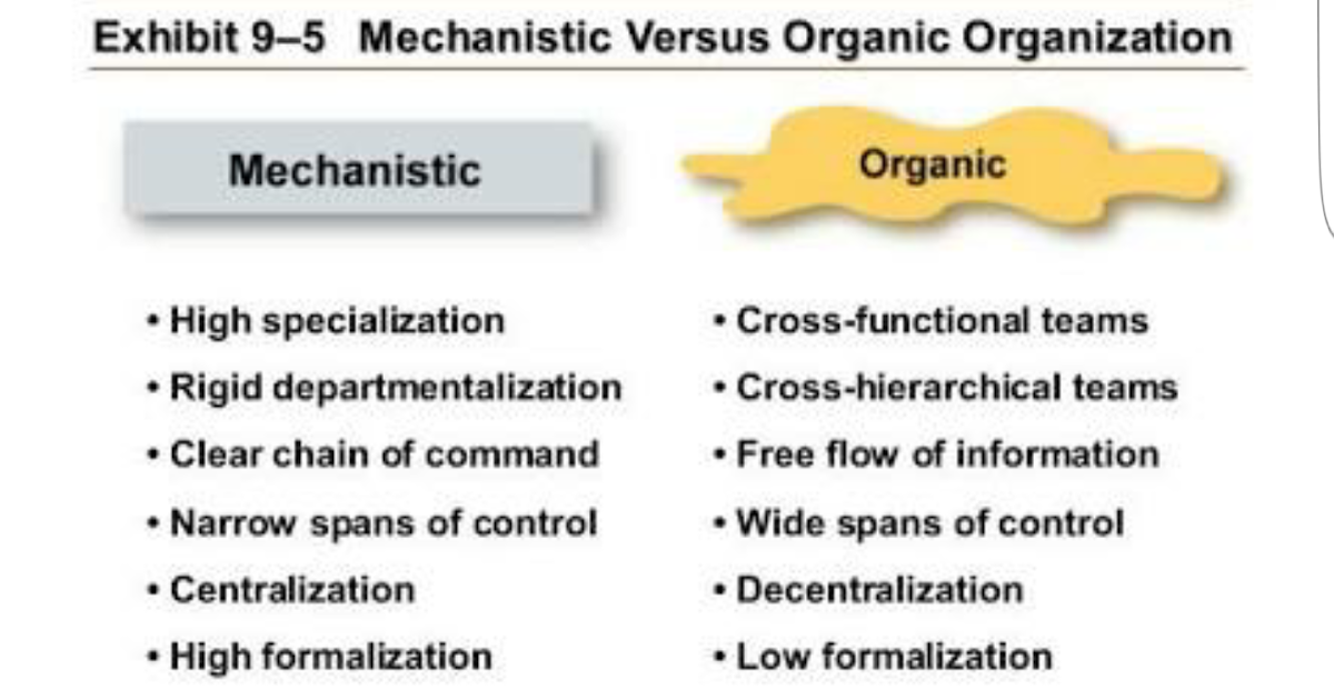Organizational Theory: Mechanistic and Organic Design