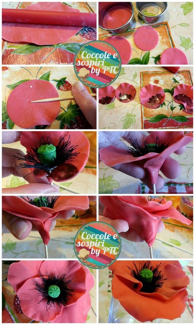 Coccole e sospiri di PTC: TUTORIAL: Papavero in pasta di zucchero
