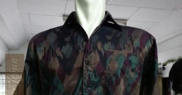 endek sekar jepun: kemeja endek lengan panjang 100% cotton size M