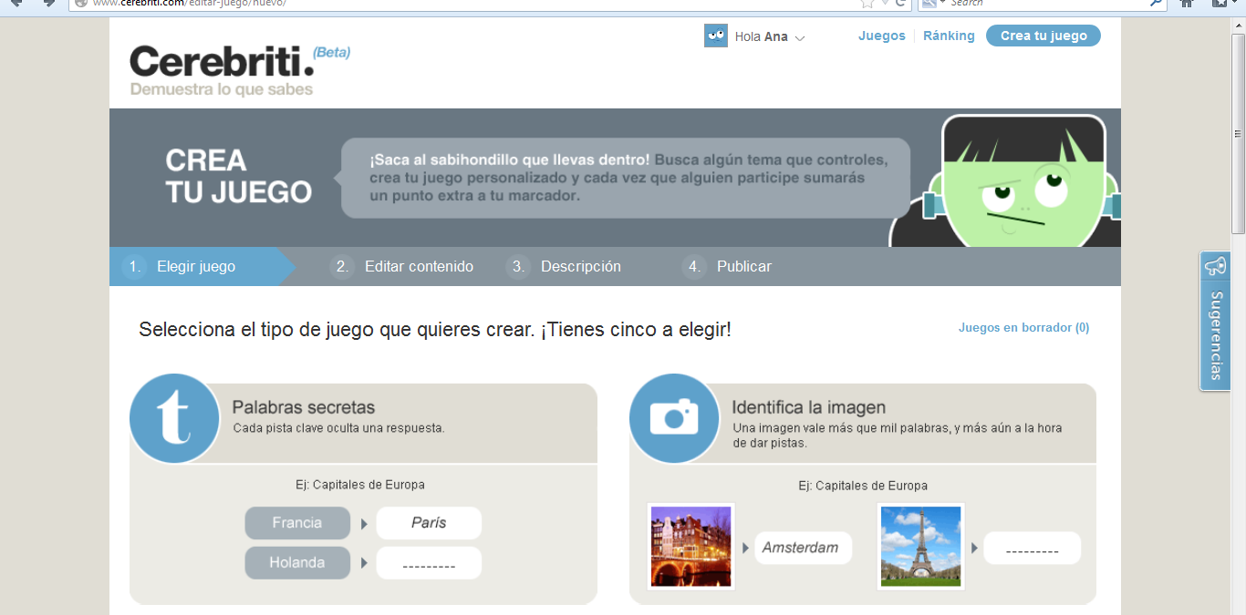 Cerebriti: crea tus juegos