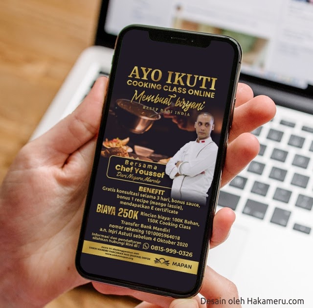 Desain E-flyer Online untuk Kelas Kursus Memasak Online