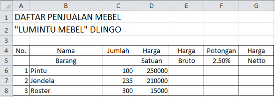 Mengolah Data Sederhana | Kumpulan Rumus dan Fungsi Excel