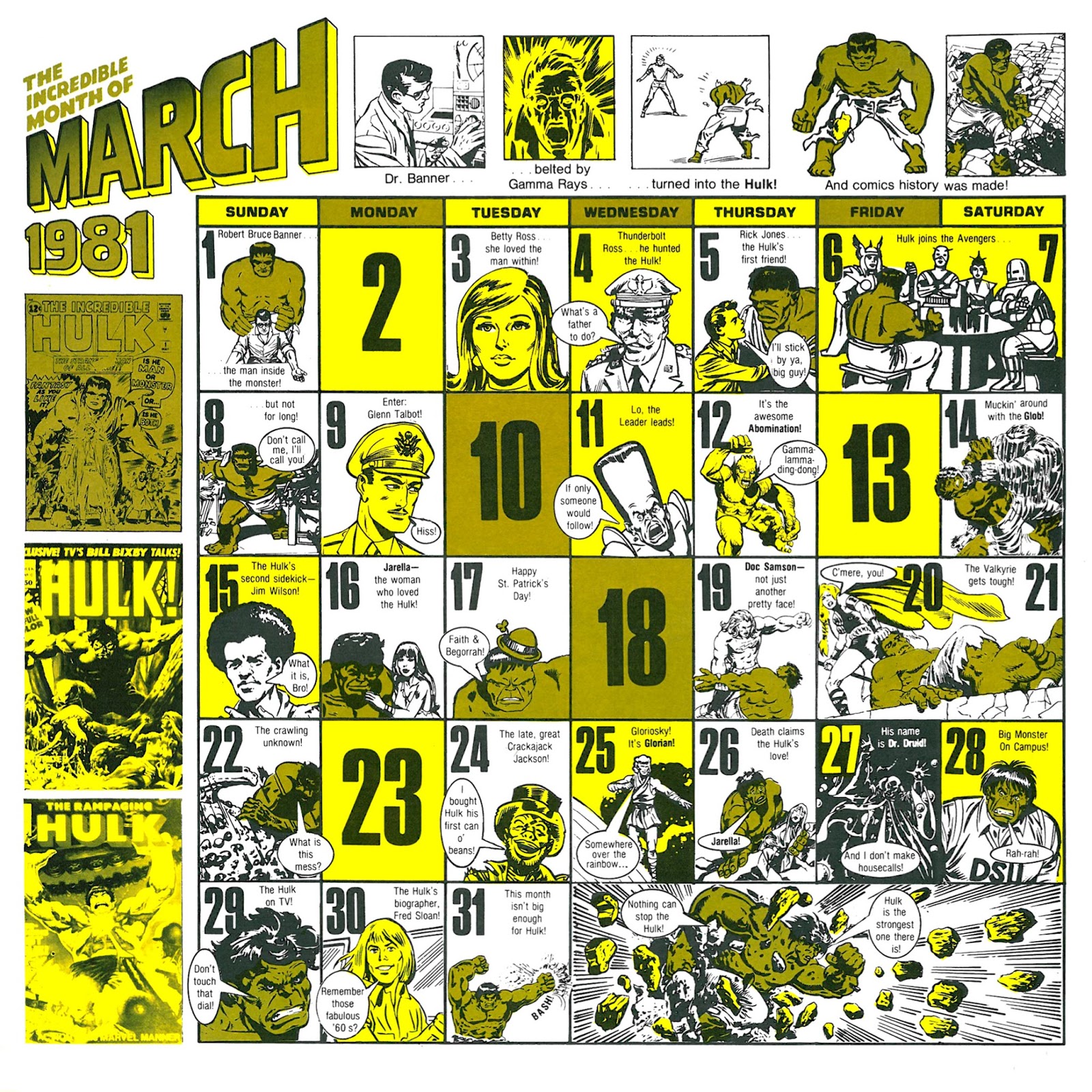 Look at my Doodle: Marvel 1981 Calendar