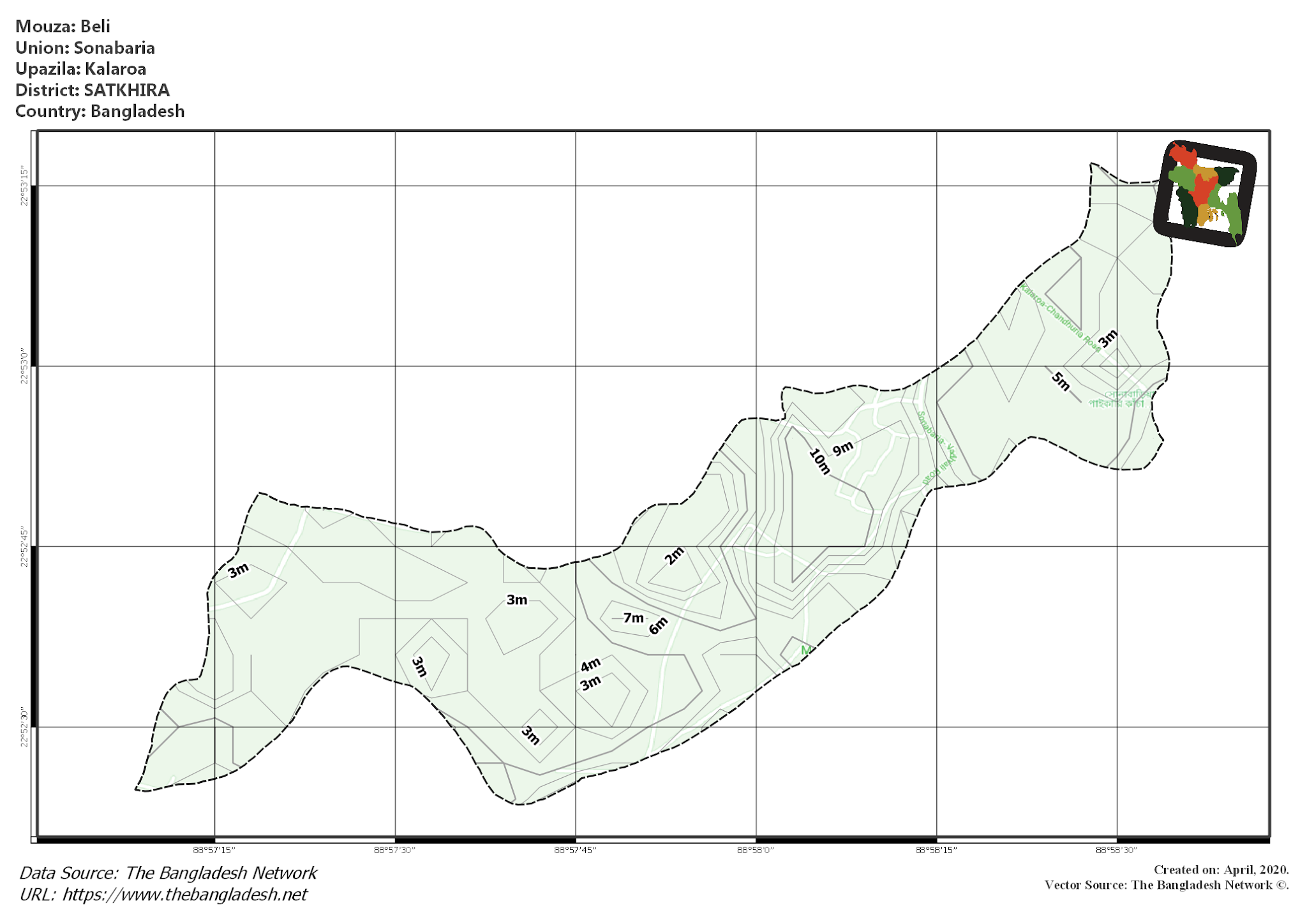 Map of Beli Mouza, Kalaroa, Satkhira