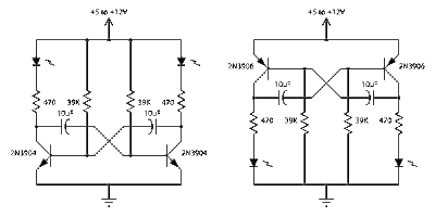 Scheme Electronice: Circuit basculant astabil cu tranzistoare (Licurici ...