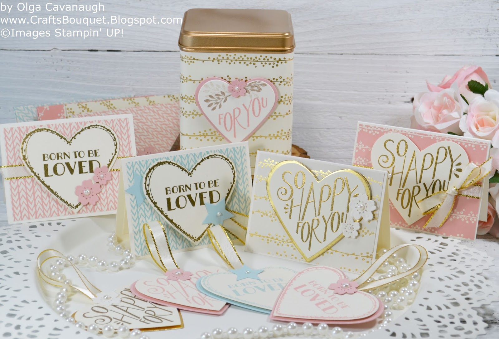 Crafts Bouquet: Bundle of Love Note Cards and Gift Tags in a Tea Tin