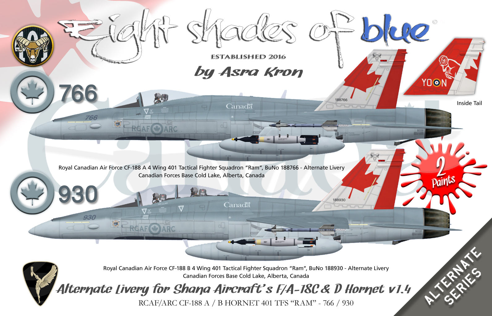 Eight Shades of Blue: RCAF 401 TFS "Ram" CF-188 A - Alternate Series