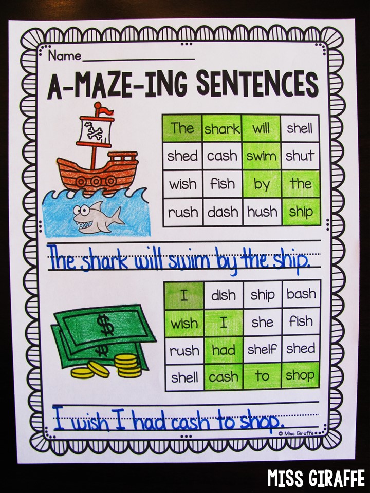 Miss Giraffe's Class: Digraphs Activities for First Grade and Kindergarten