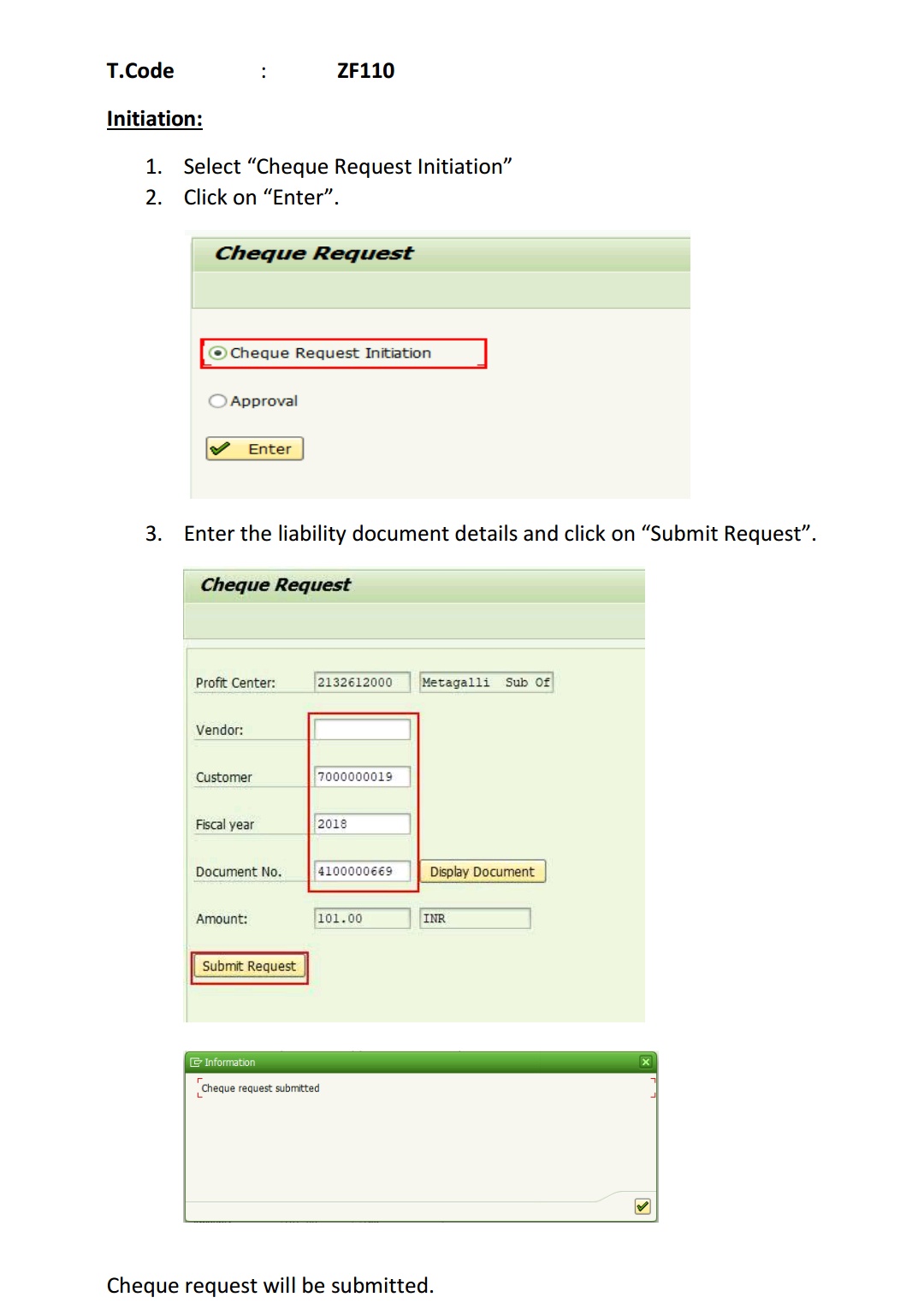 New Cheque Request Process in SAP | DOP Core Solutions