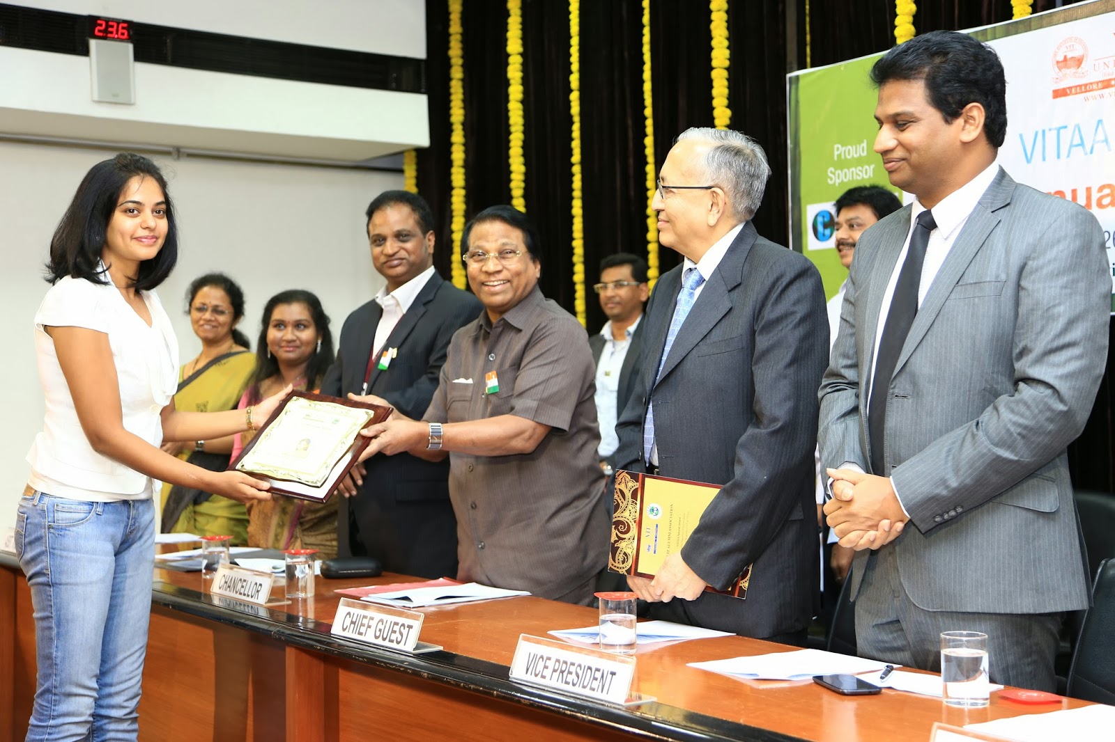BINDHU MADHAVI, AN ALUMNUS OF VIT UNIVERSITY, RECEIVES AWARD