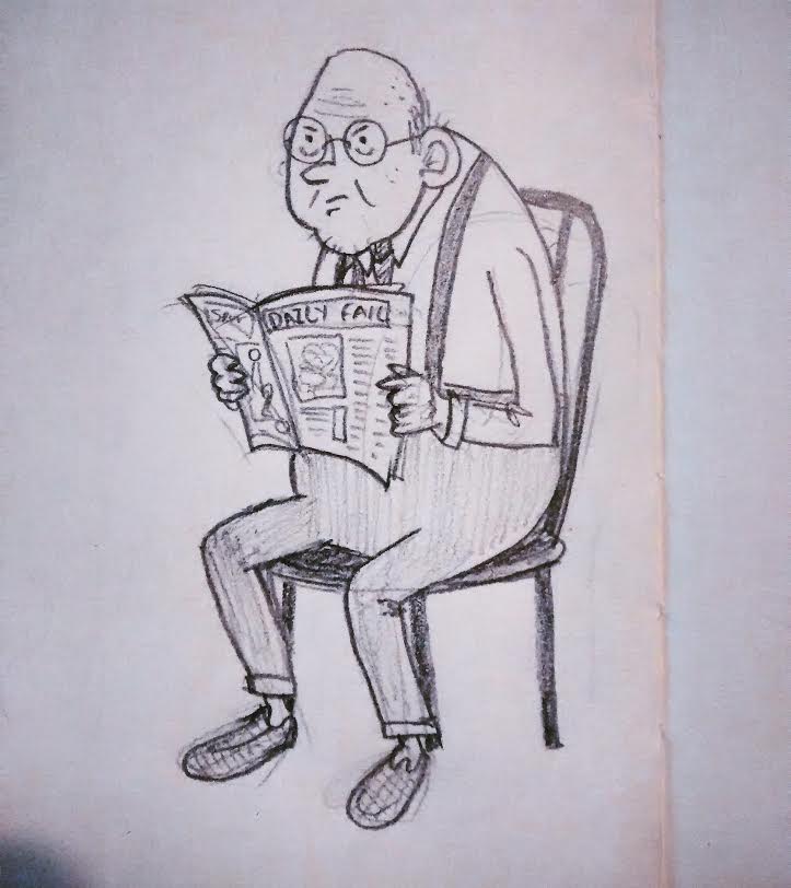 chloe illustrates: Grumpy old man doodle!