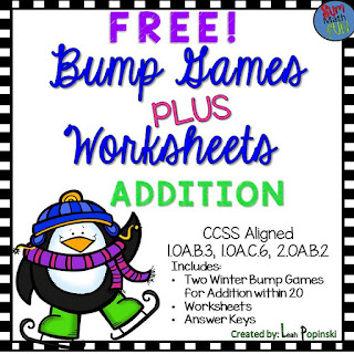 Classroom Freebies Too: Winter Bump Games and Worksheets - Addition
