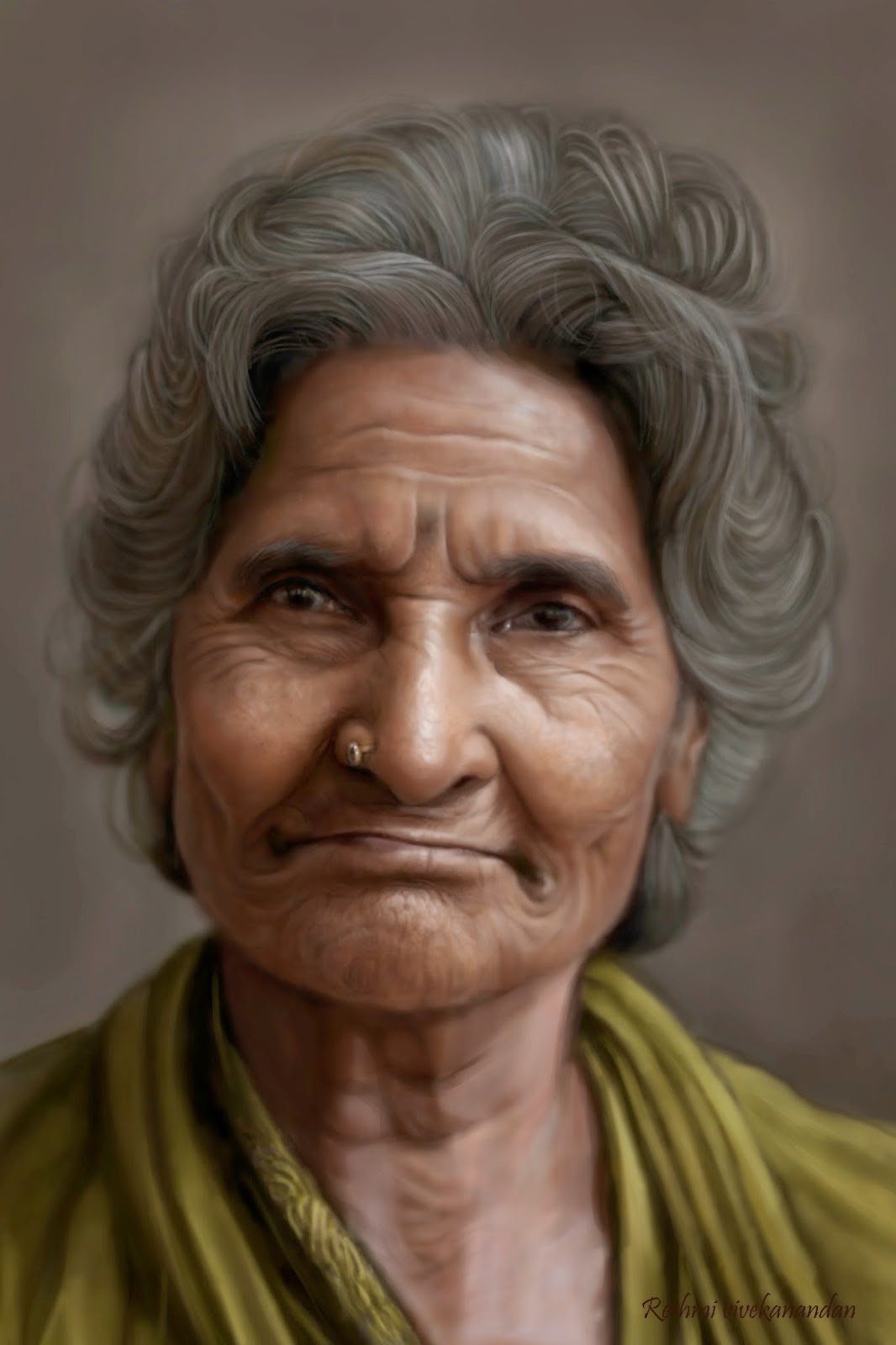 Reshmi vivekanandan: Old Lady [Photoshop Painting]