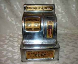 3 coin register bank history: Uncle Sams 3 Coin Register Bank History