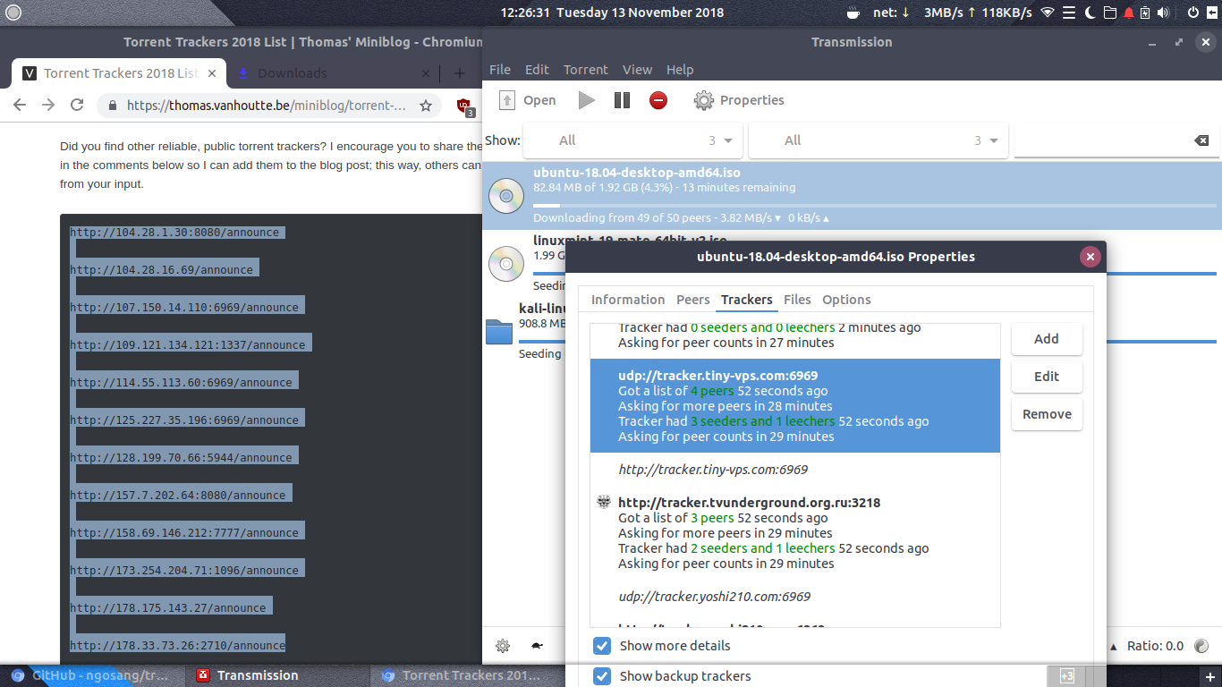 Add Multiple Trackers to Transmission BitTorrent