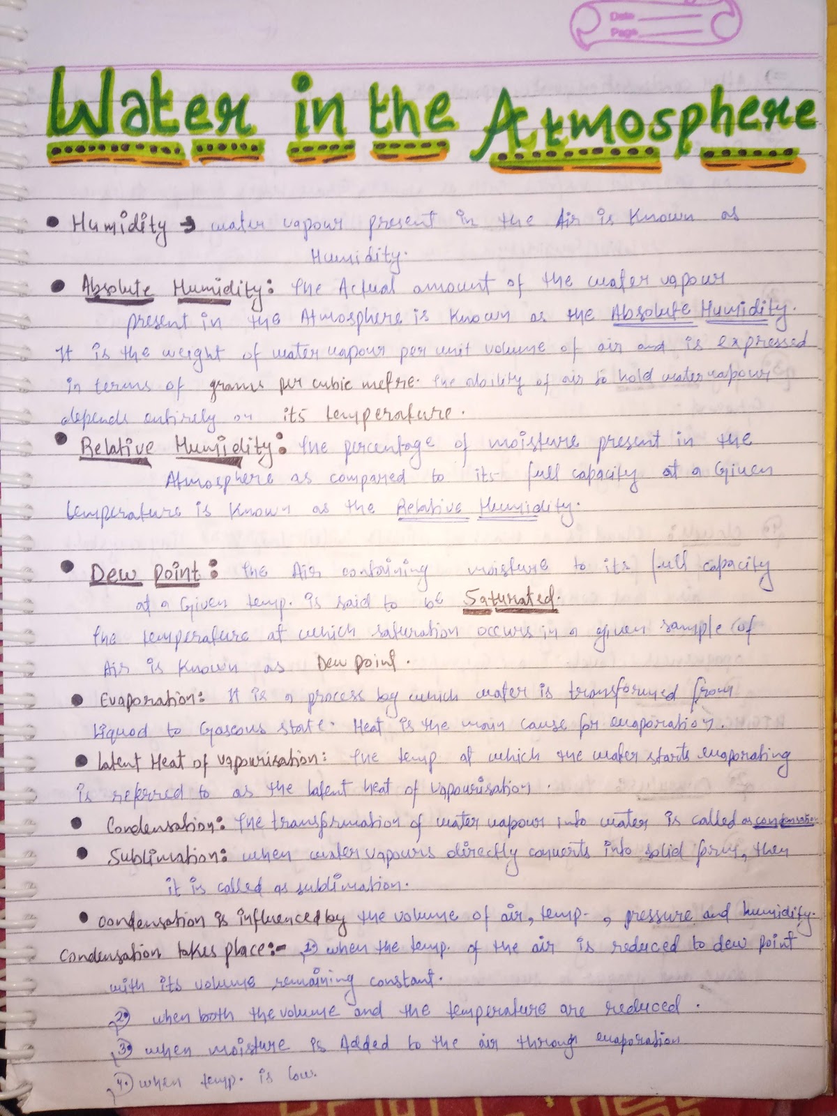 Water in the Atmosphere-class11th-Geography